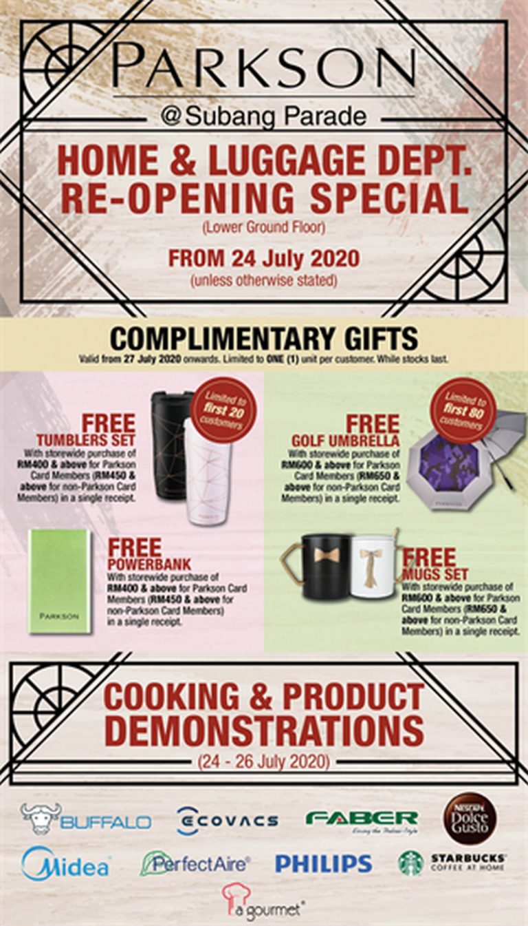 24-26 Jul 2020: Parkson Re-Opening Special Promotion at Subang Parade ...