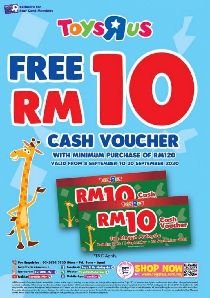 8-30 Sep 2020: Toys R Us Free Cash Voucher Promo - EverydayOnSales.com
