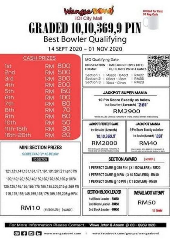 14 Sep-1 Nov 2020: Wangsa Bowl Best Bowler Qualifying - EverydayOnSales.com