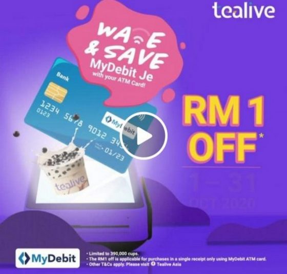 1-31 Oct 2020: Tealive RM1 off Promo with MyDebit - EverydayOnSales.com