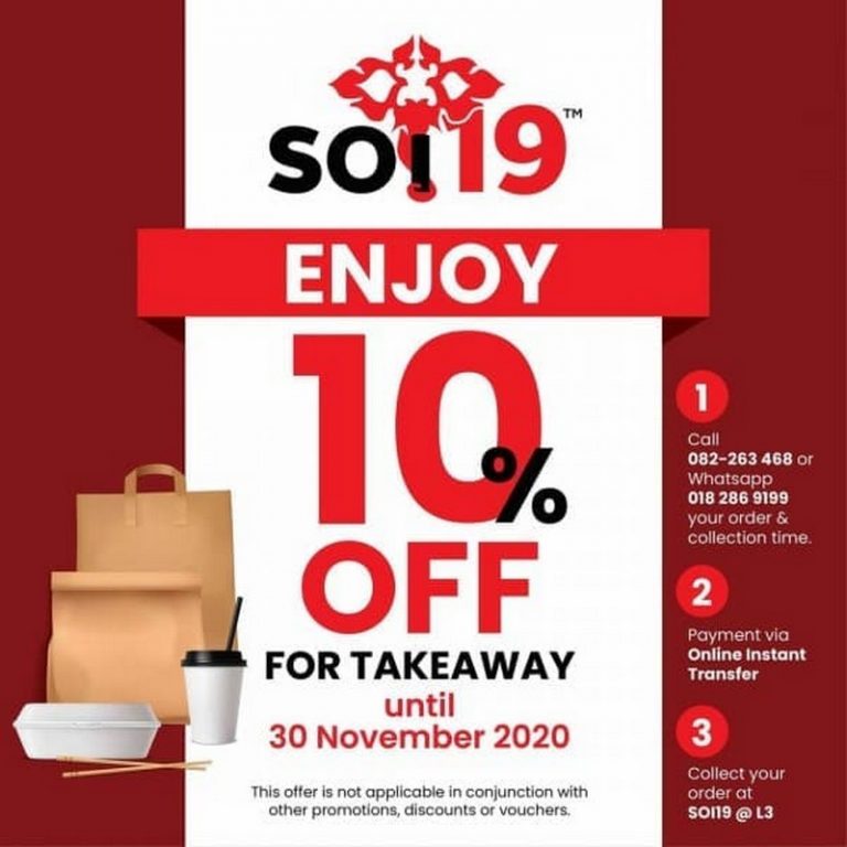 Now till 30 Nov 2020: Soi19 10% off Promo at Vivacity Megamall ...