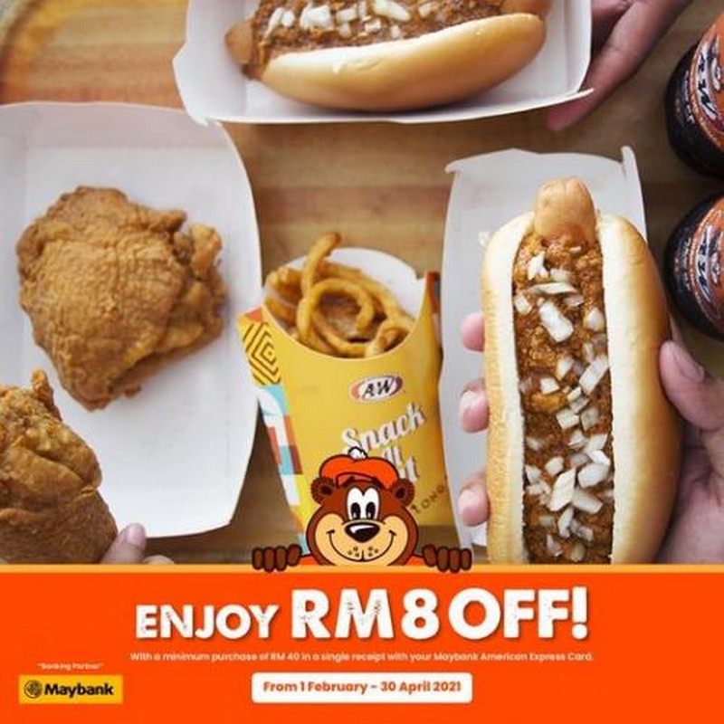 1 Feb-30 Apr 2021: A&W RM8 OFF Promotion with Maybank - EverydayOnSales.com