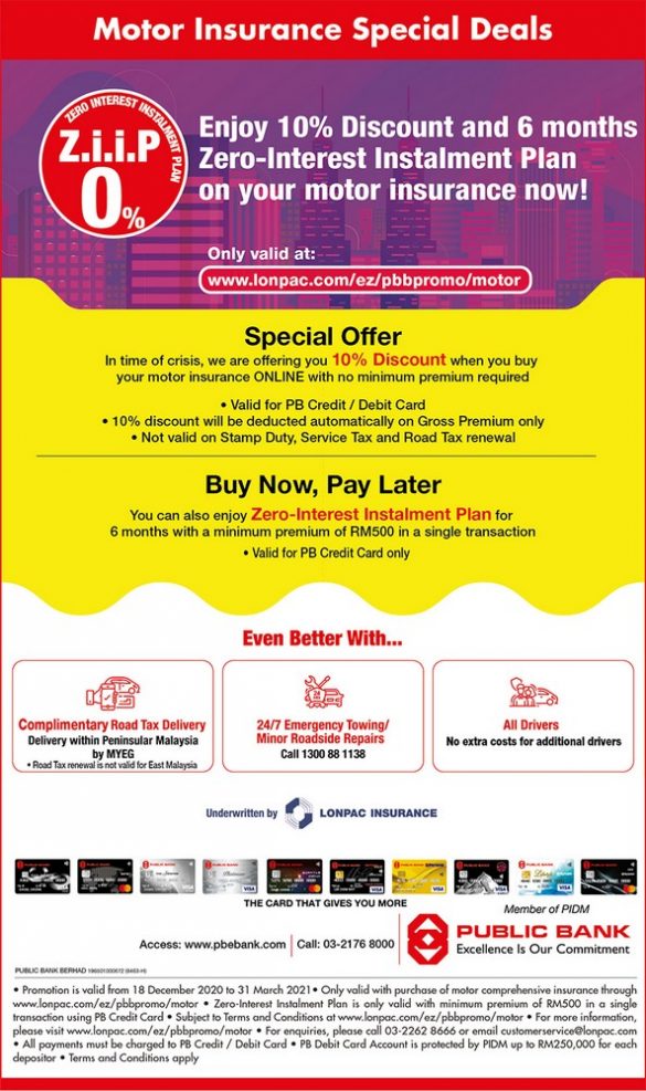 Now till 31 Mar 2021: Lonpac Motor Insurance Special Deal with Public ...