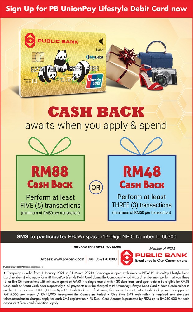 Now till 31 Mar 2021: Public Bank Cash Back Promo - EverydayOnSales.com