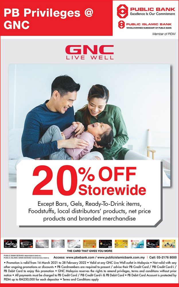 Now till 28 Feb 2022: GNC 20% off Promo with Public Bank ...