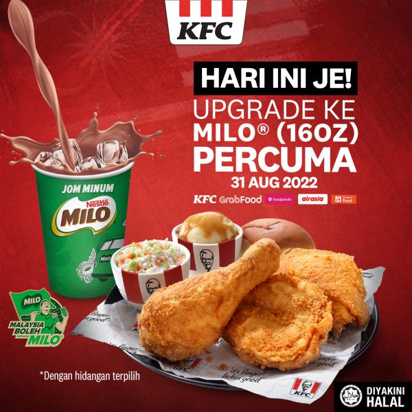 31 Aug 2022: KFC Merdeka Free Upgrade Milo Promotion - EverydayOnSales.com