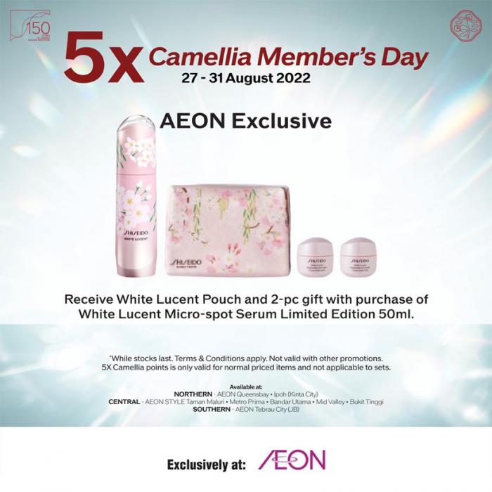 27-31 Aug 2022: Shiseido Camellia 5X Member's Day Promotion at AEON ...