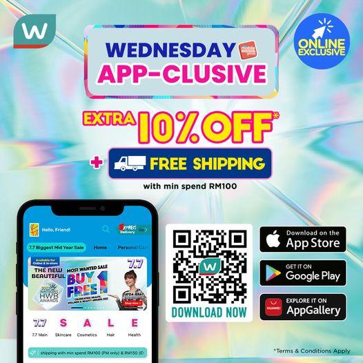 31 Aug 2022 Onward: Watsons Online Wednesday App-clusive Promotion ...