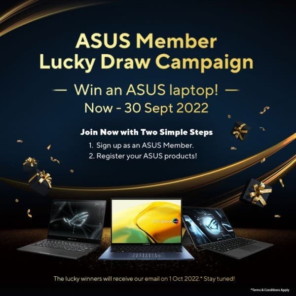 Now till 30 Sep 2022: Asus Member Lucky Draw Campaign - EverydayOnSales.com