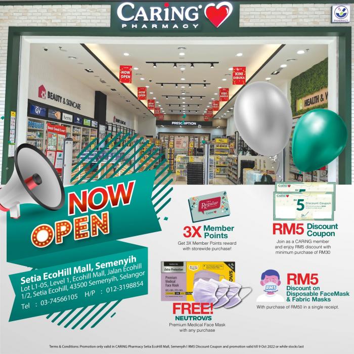 1 Sep-9 Oct 2022: Caring Pharmacy Opening Promotion at Setia EcoHill ...