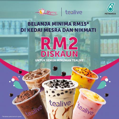 1-30 Sep 2022: Tealive Kedai Mesra Petronas RM2 off Promotion - EverydayOnSales.com