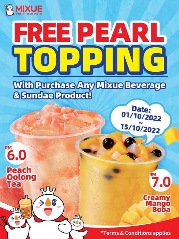 1-15 Oct 2022: MIXUE Free Pearl Topping Deal - EverydayOnSales.com