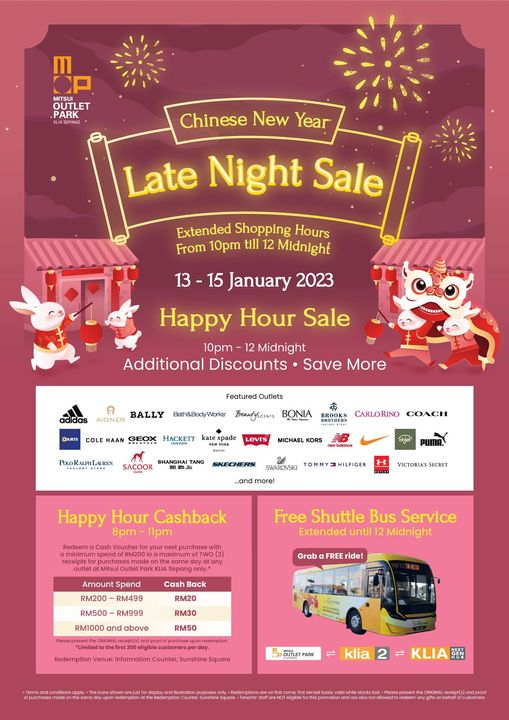 13-15 Jan 2023: Mitsui Outlet Park KLIA Sepang CNY Late Night Sales ... 13-15 Jan 2023: Mitsui Outlet Park KLIA Sepang CNY Late Night Sales ...