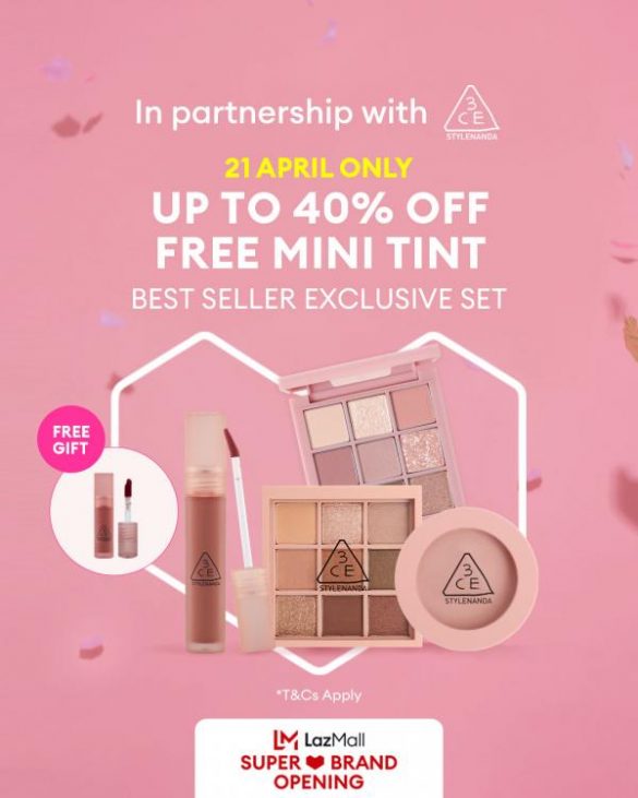 21 Apr 2023: 3CE Lazada Super Brand Opening Sale - EverydayOnSales.com