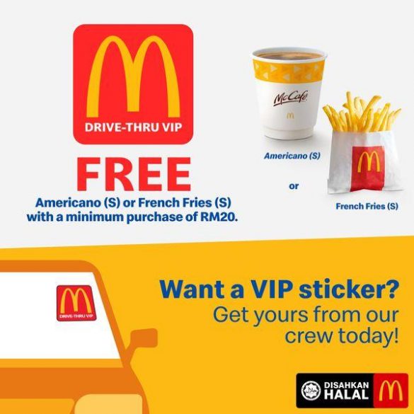 28 Aug 2023 Onward: McDonald's Drive-Thru VIP FREE Americano or French ...