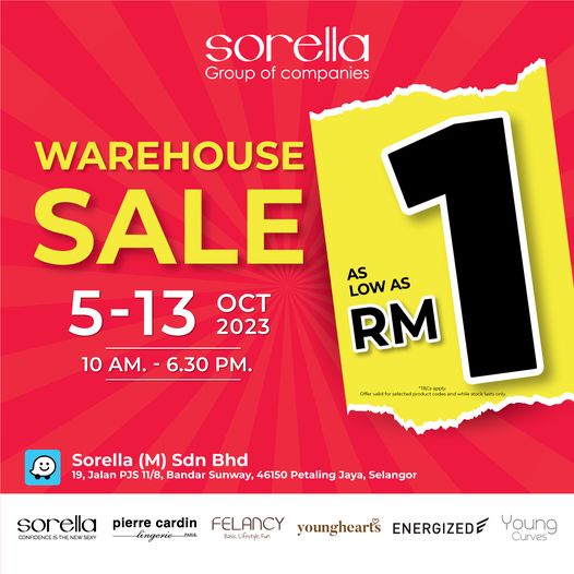 5-12 Oct 2023: Sorella Warehouse Sale! Price as low as RM1 only ...
