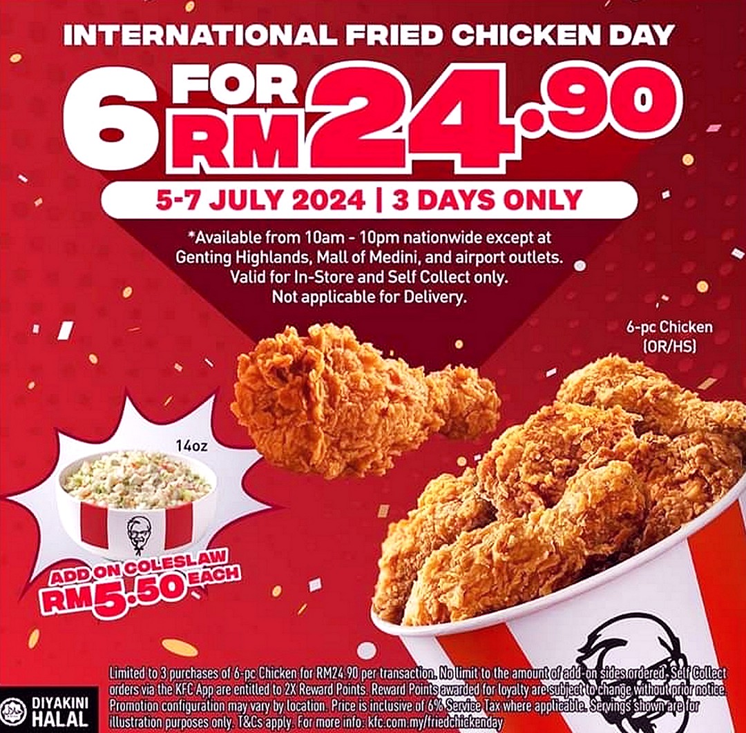 5 7 July 2024 KFC Malaysia Enjoy 6 Pieces Of Fried Chicken Promotion 5 7 July 2024 KFC Malaysia Enjoy 6 Pieces Of Fried Chicken Promotion