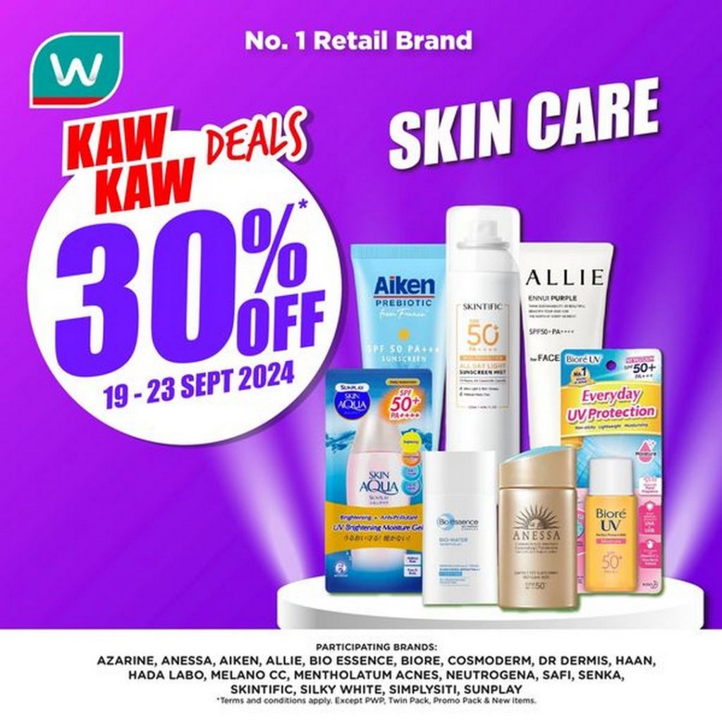 19-23 September 2024: Watsons Malaysia, Skincare Sale with 30% Discount ...