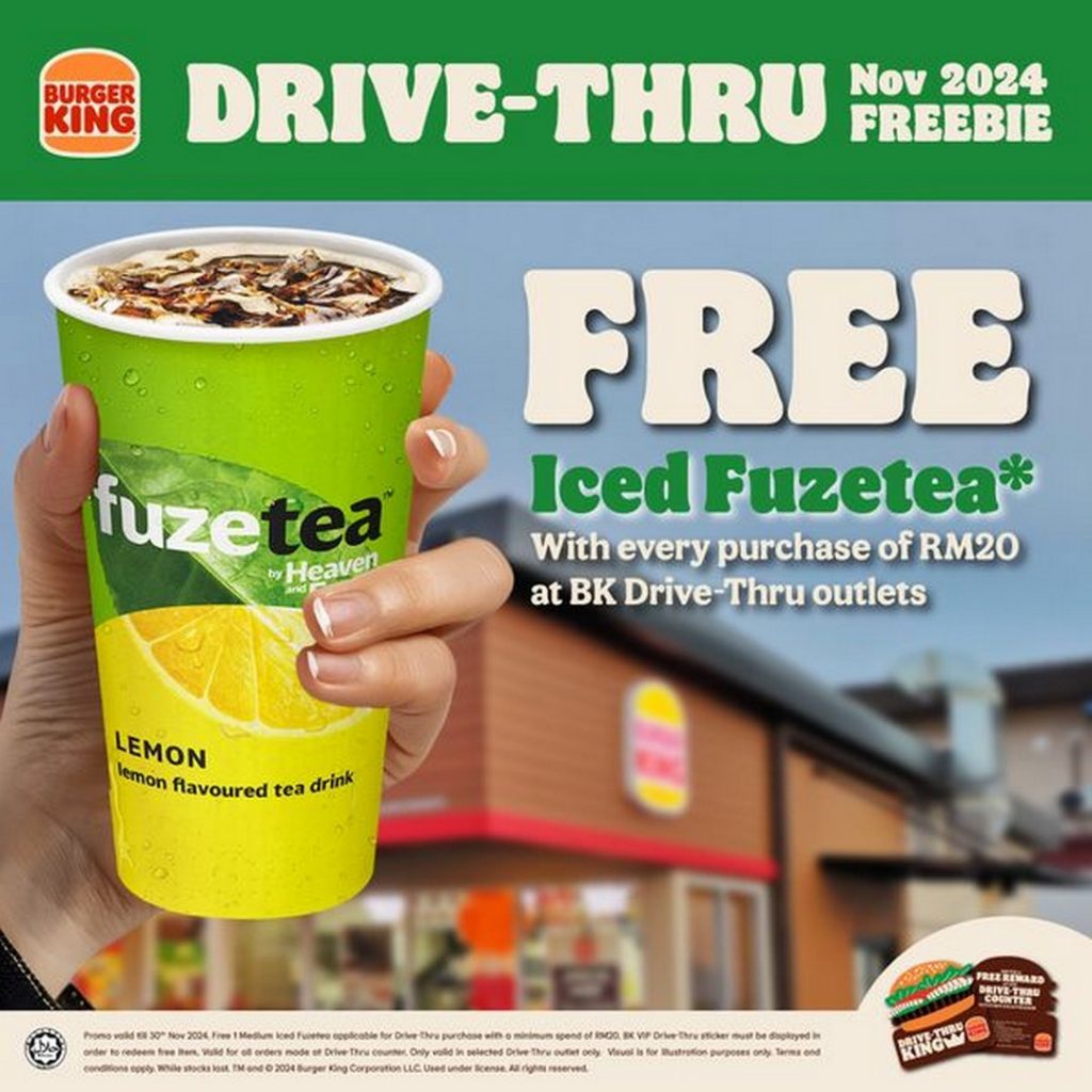 1 November 2024 Onward: Burger King Malaysia: Free Ice Lemon Tea with ...
