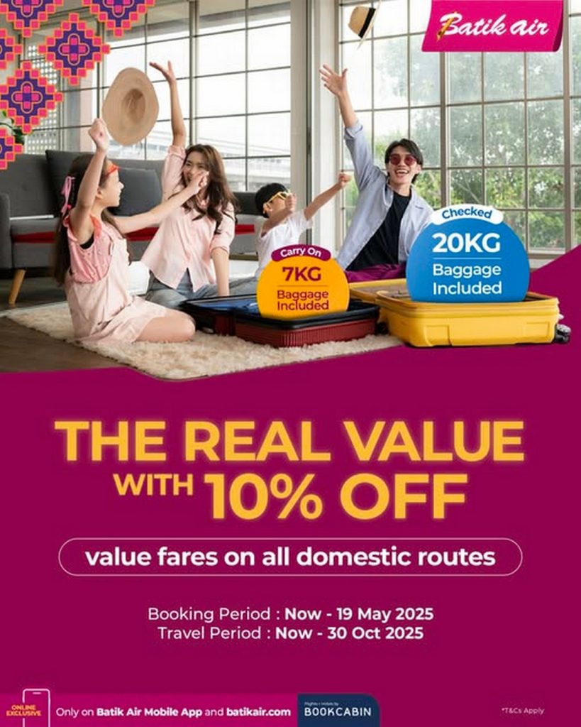 Now till 19 May 2025: Batik Air Malaysia – 10% OFF Domestic Flights ...