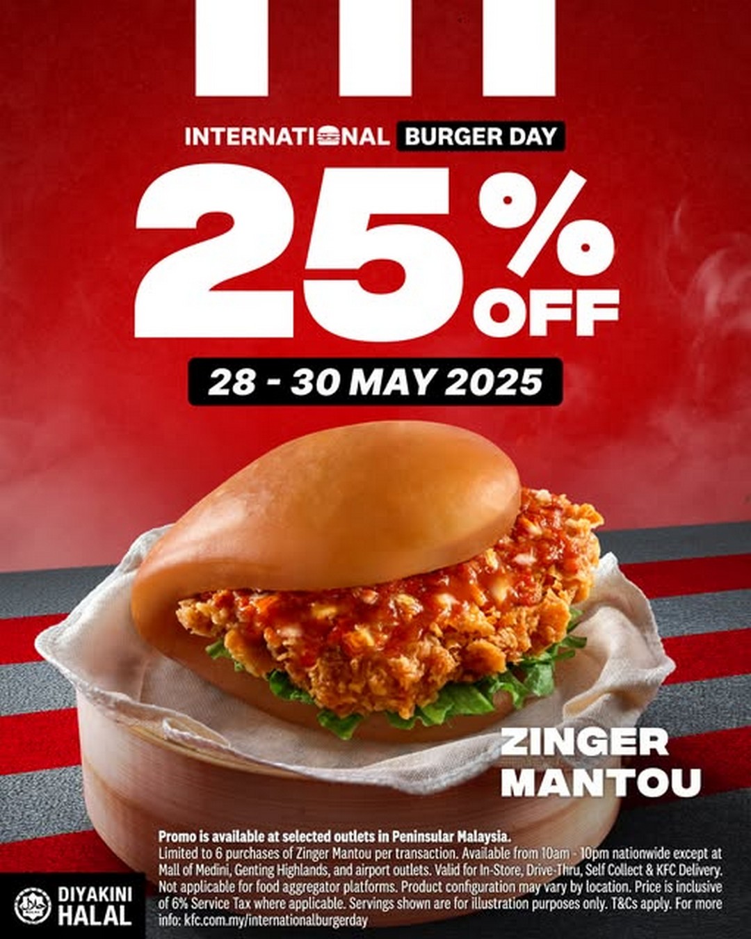 28-30 May 2025: KFC Malaysia – 25% Off Zinger Mantou for International ...
