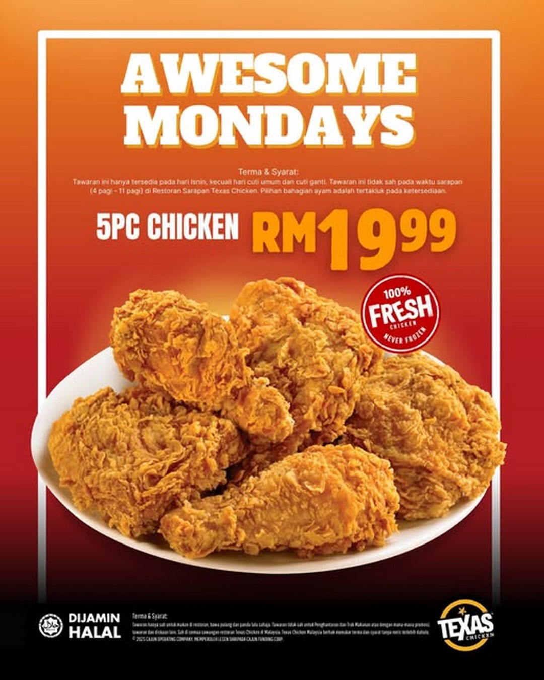 16 June 2025 Onward: Texas Chicken Malaysia – Awesome Mondays Fried ...