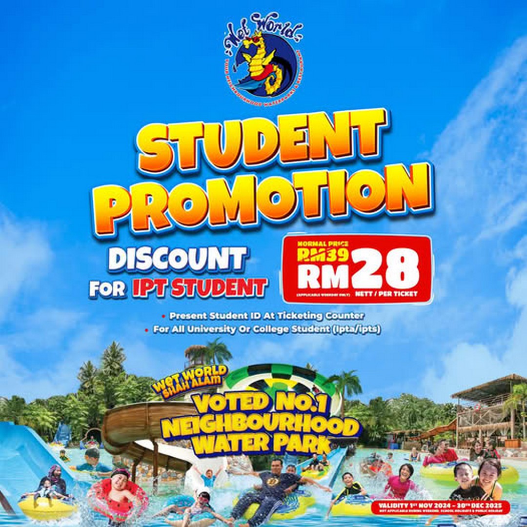Now till 30 December 2025: Wet World Water Parks – 28% Student Discount ...