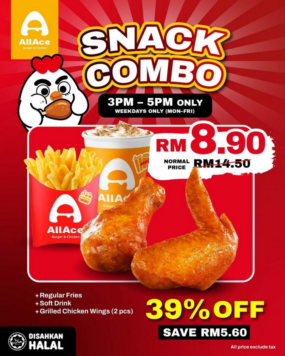 1 July 2025 Onward: AllAce Burger & Chicken – RM8.90 Snack Combo ...