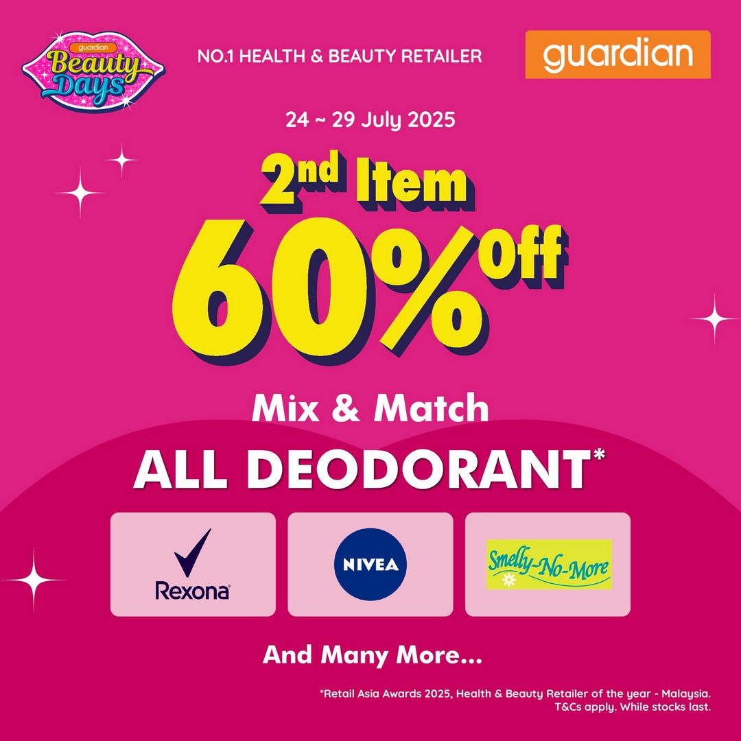 24–29 July 2025: Guardian Malaysia Beauty Days Promotion – Enjoy 60% ...