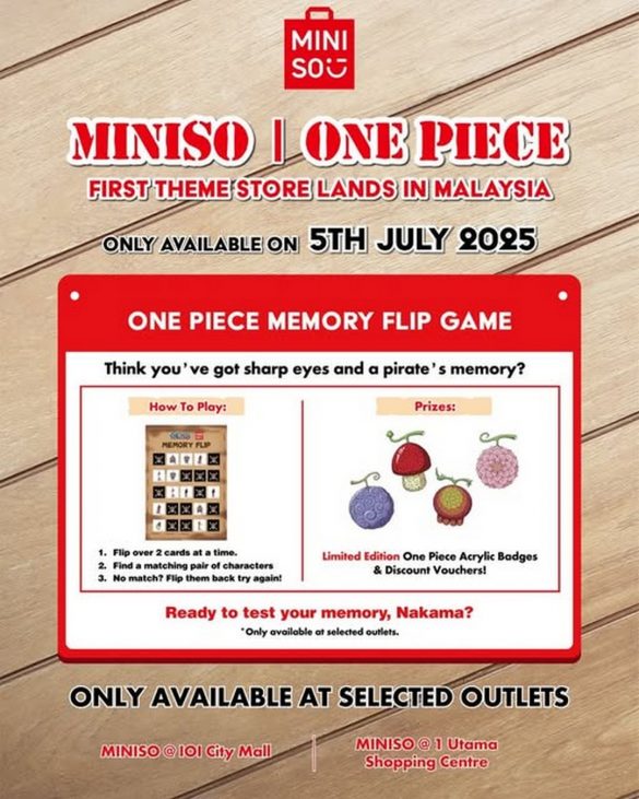 5 July 2025: Miniso Malaysia – One Piece Memory Flip Game Giveaway at 1 ...