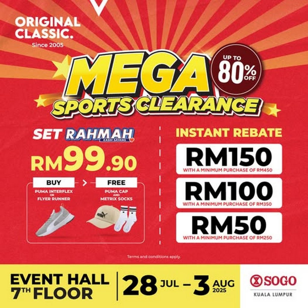 28 July–3 August 2025: SOGO Malaysia Mega Sports Clearance: Up to 80% OFF on Nike, Puma, Adidas ...