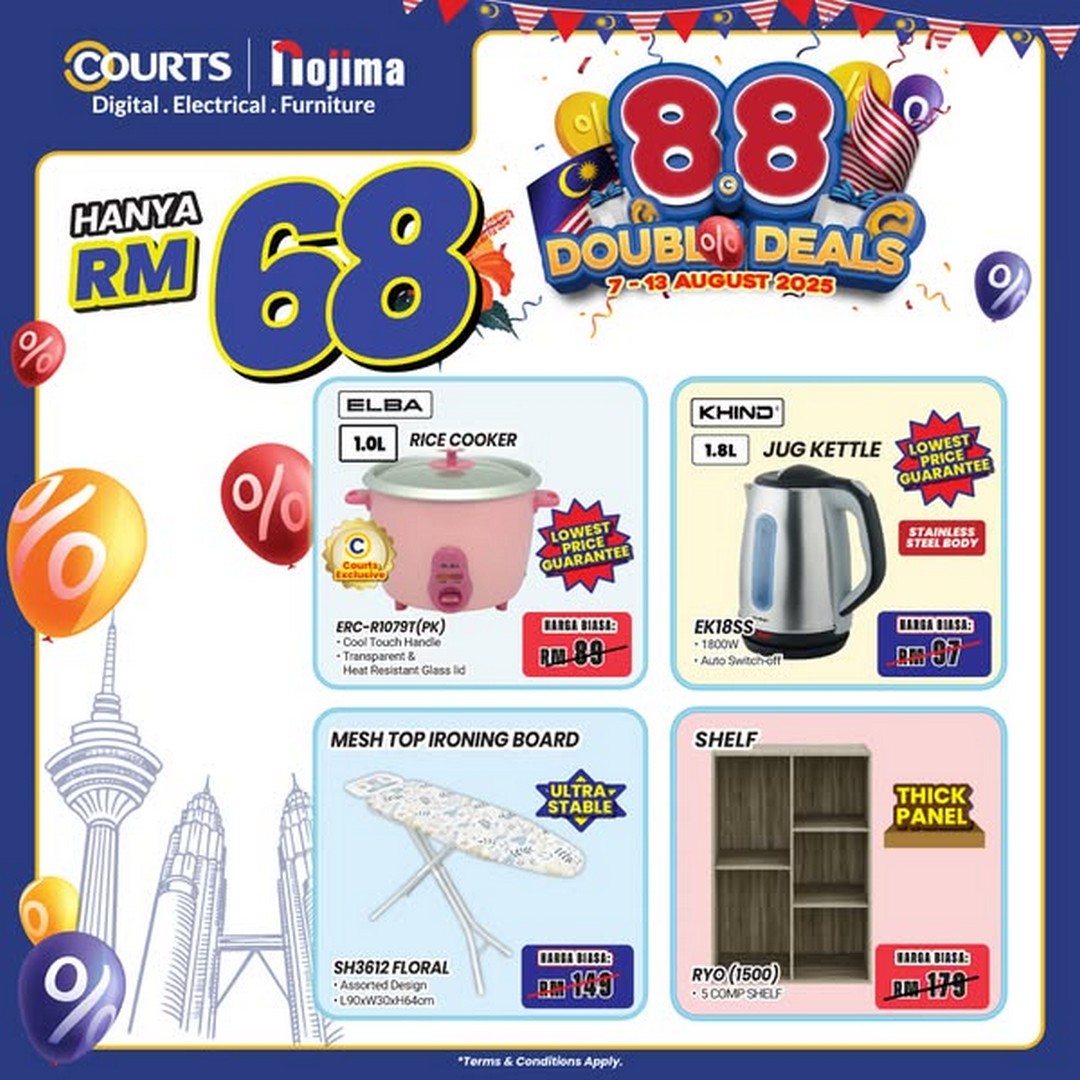 7–13 August 2025: COURTS Malaysia – RM68 Merdeka Deals & Double 8 Sale ...