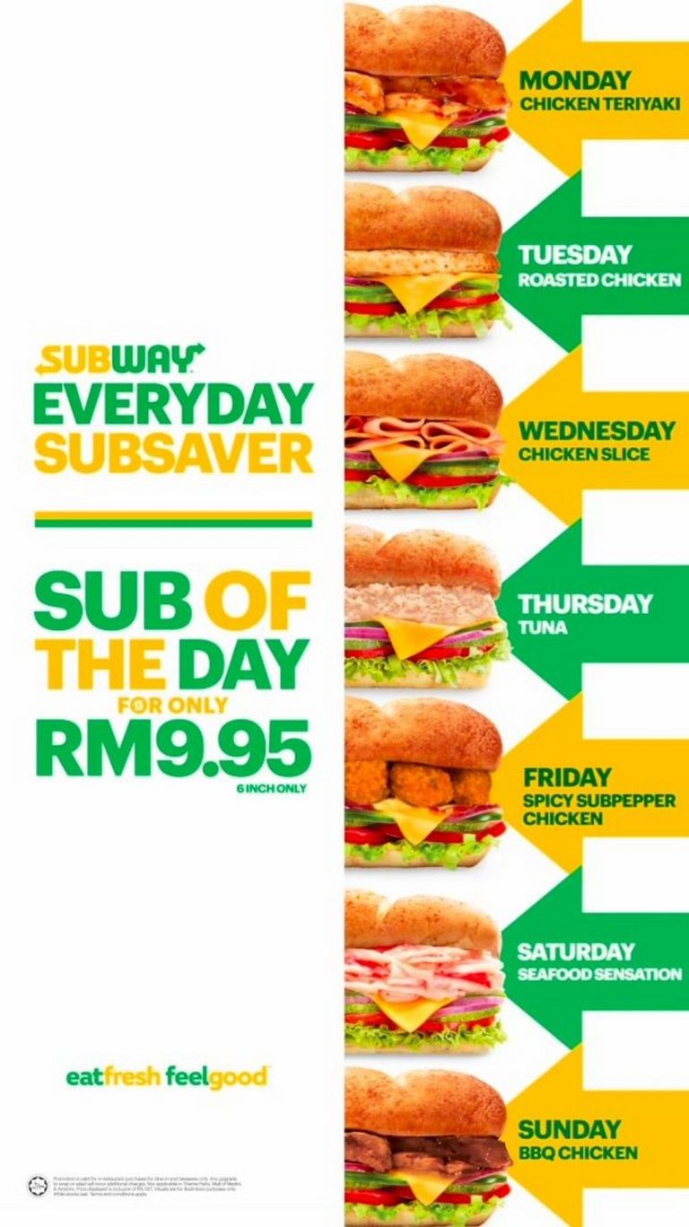 21 August 2025 onwards: Subway Malaysia: Everyday SubSaver – Daily 6 ...