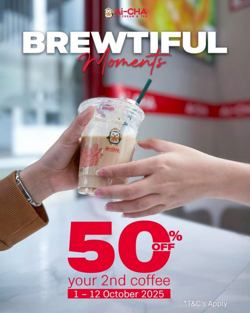 1-12 October 2025: Ai-CHA Ice Cream & Tea International Coffee Day Promo – 50% OFF Your 2nd ...