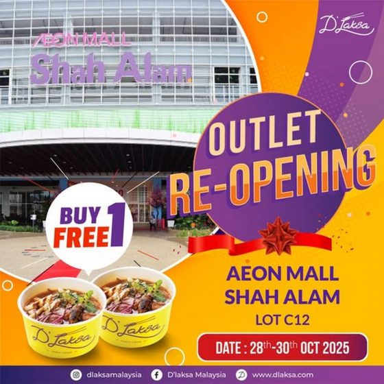 28–30 October 2025: D’Laksa Malaysia Grand Reopening Promotion at AEON ...