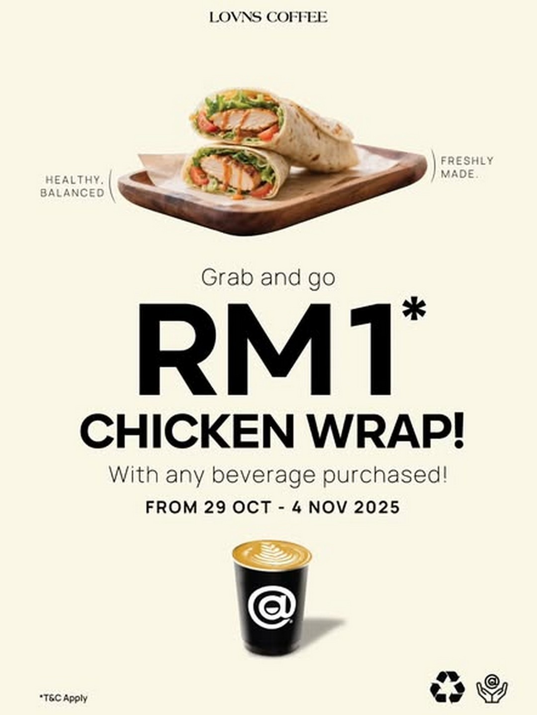 29 October–5 November 2025: Lovns Coffee RM1 Chicken Wrap Promotion ...