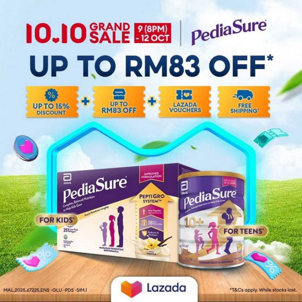 9–12 October 2025: Pediasure Malaysia: Up to RM83 Off + Free Shipping Lazada 10.10 Sale ...