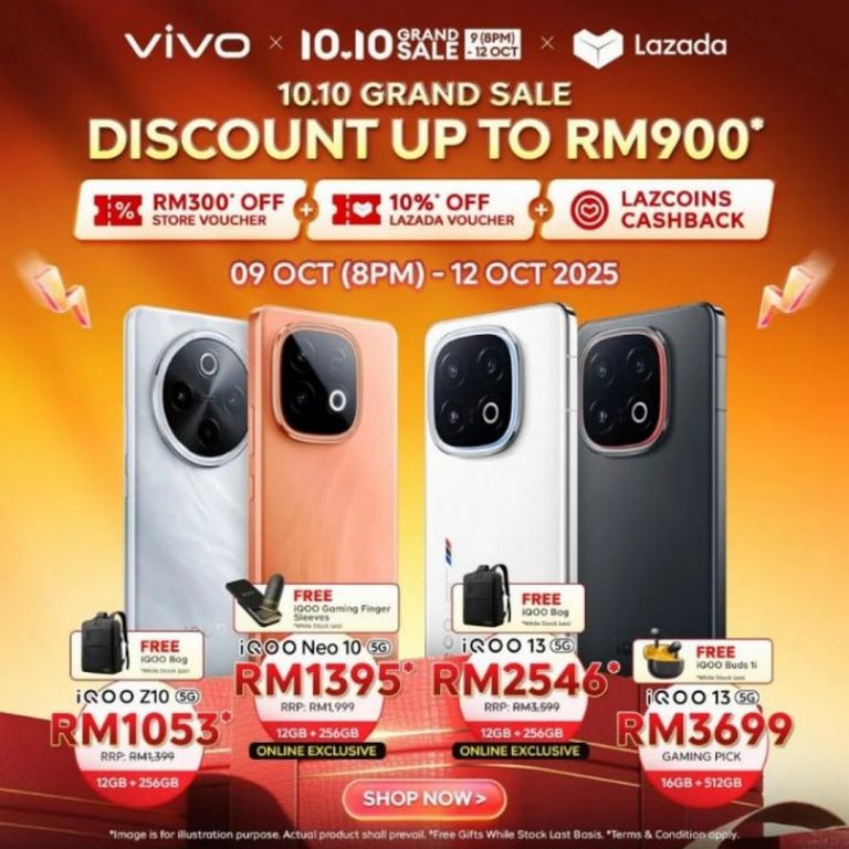 9-12 October 2025: Vivo Lazada 10.10 Sale: Up to RM900 Off iQOO Smartphones with Extra Vouchers ...