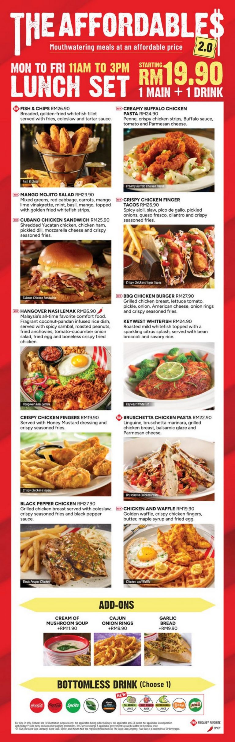 25 November 2025 onwards: TGI Fridays: Weekday Lunch Deal: Affordables ...