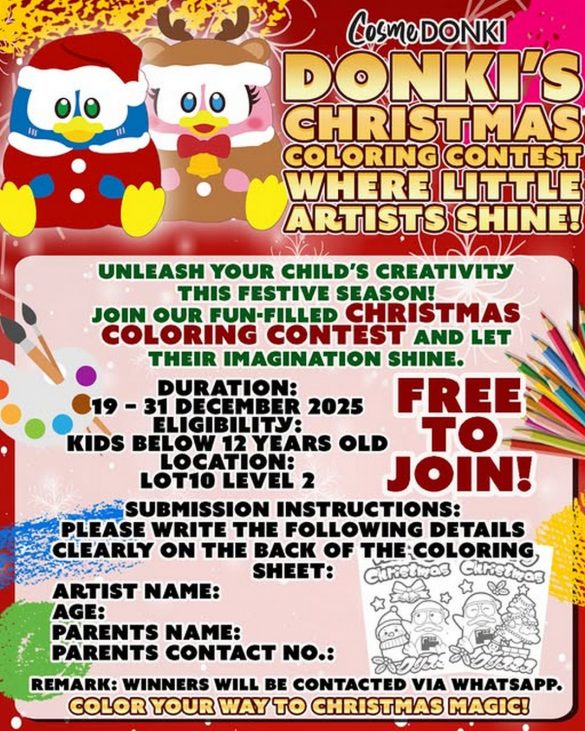 19-31 December 2025: DON DON DONKI Malaysia: Christmas Kids’ Colouring ...