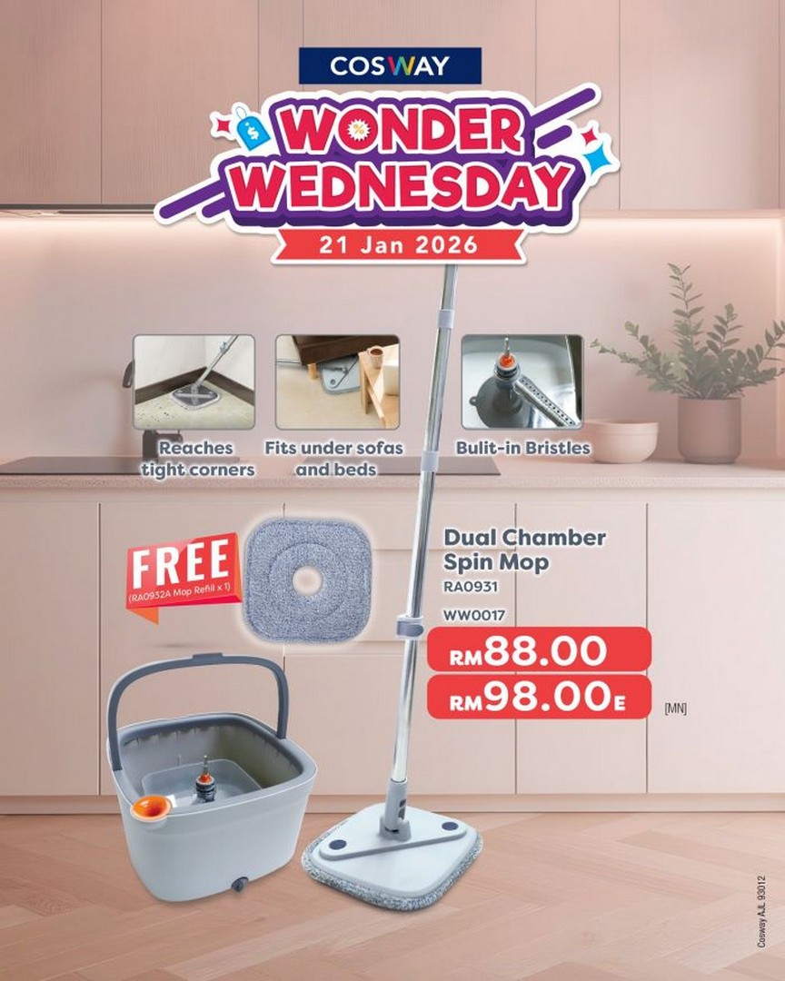 21 January 2026: Cosway Wonder Wednesday: Dual Chamber Spin Mop ...