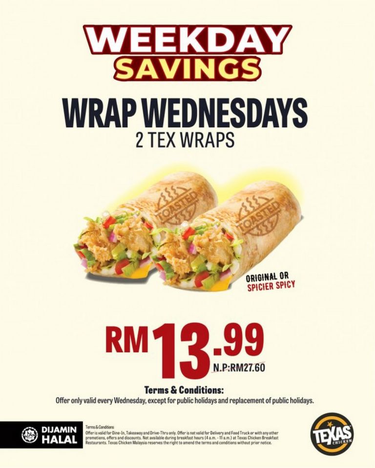 14 January 2026 onwards: Texas Chicken Malaysia: Wrap Wednesdays 2 Tex ...