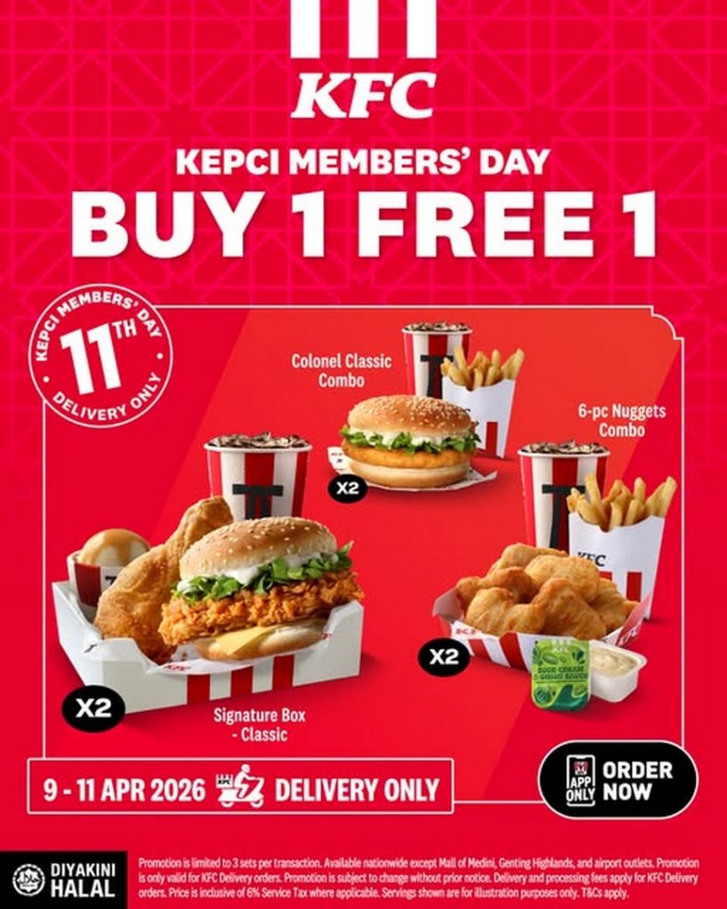 9-11 April 2026: KFC Malaysia Members’ Day Buy 1 Free 1 Promotion ...