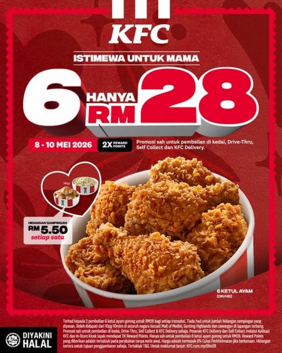 8–10 May 2026: KFC Malaysia Mother’s Day Special Promotion – 6 Pieces ...