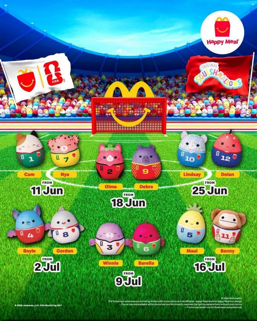 11 June – 16 July 2026: McDonald's Malaysia Squishmallows x FIFA Happy ...