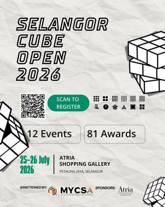 25–26 July 2026: Selangor Cube Open 2026, Speedcubing Championship ...