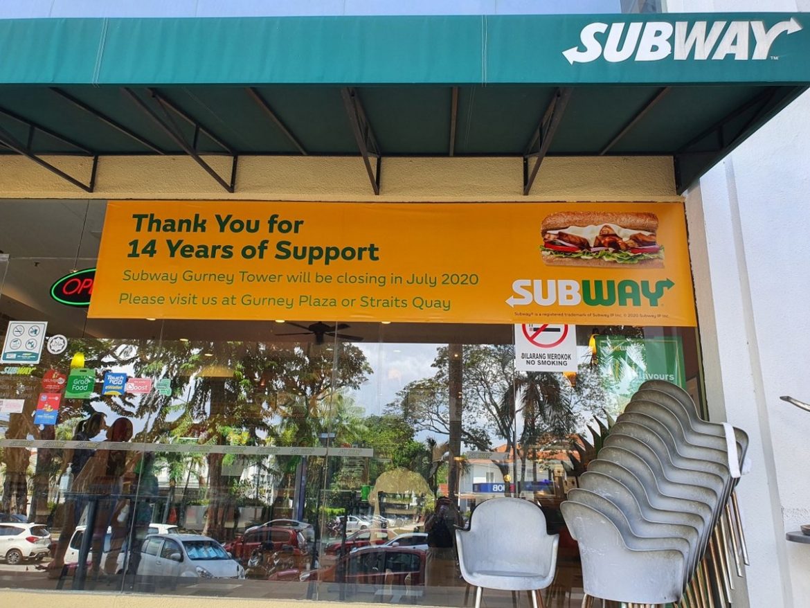 Subway@Gurney Tower Closing Down After 14 Years of Operations ...