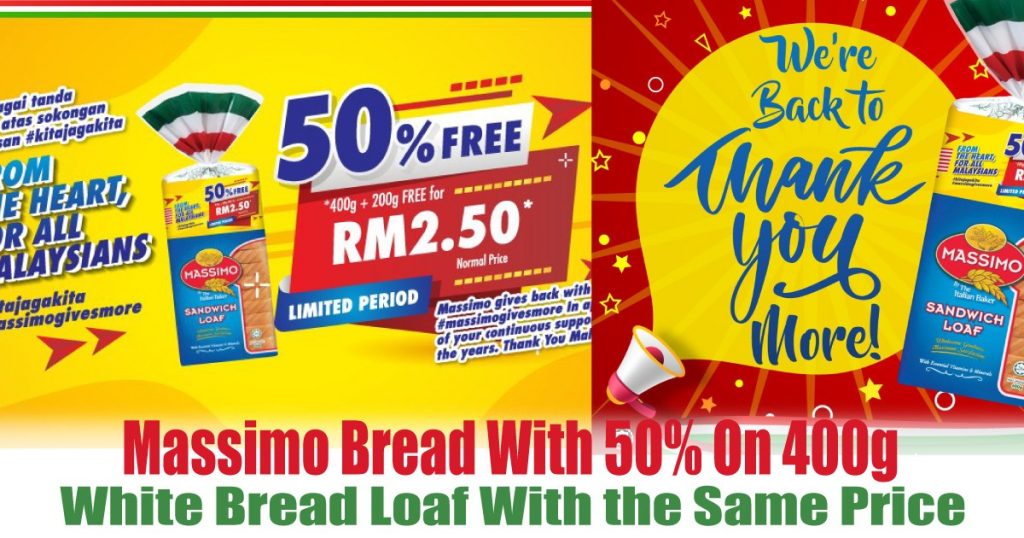 Massimo Bread With 50% On 400g Massimo White Bread Loaf With Same Price ...