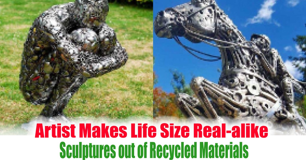 Artist Makes Life Size Real-alike Sculptures out of Recycled Materials ...