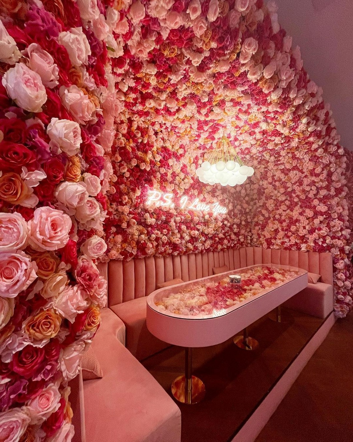 All New Cafe with Amazing Pink Flower Display Interior which Will Worth ...